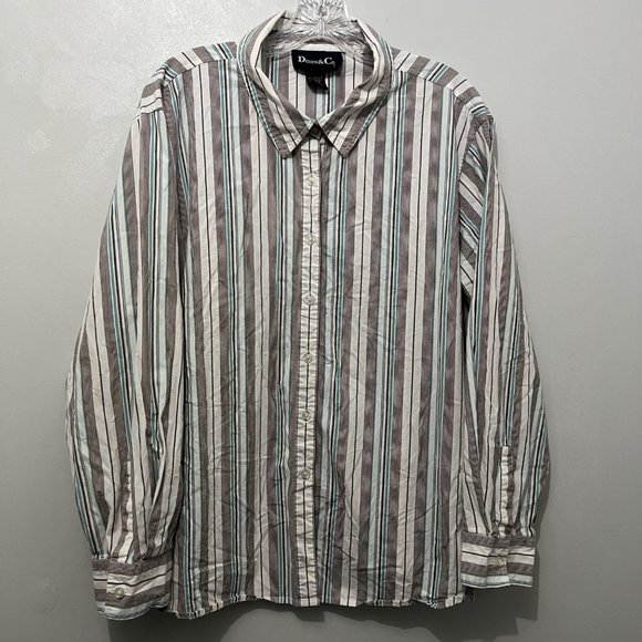 Denim&Co | Tops | Denim Co Striped Long Sleeve Fitted Blouse Womens ...